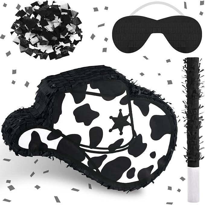 Amazon.com: Jexine Cowgirl Hat Piñata Bundle with a Blindfold and Bat ...