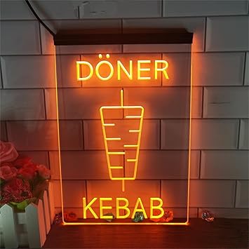 YSOLDA Doner Kebab LED Neon Sign, Custom USB Powered 3D Engraved Neon ...