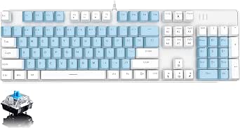 Amazon.co.jp: Mechanical Gaming Keyboard with Blue LED Backlit 104 Keys ...