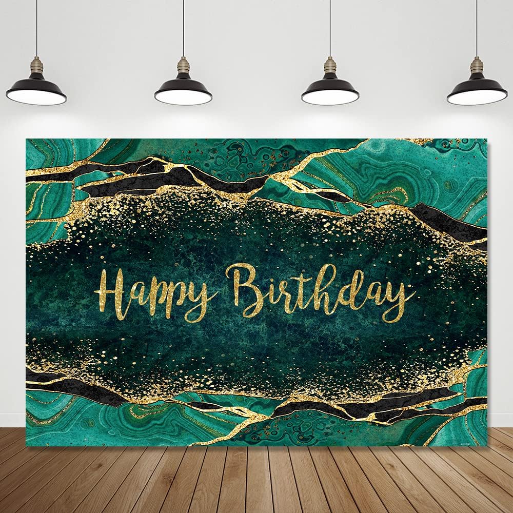Amazon.com : Crefelimas Emerald Green Happy Birthday Backdrop Green and ...