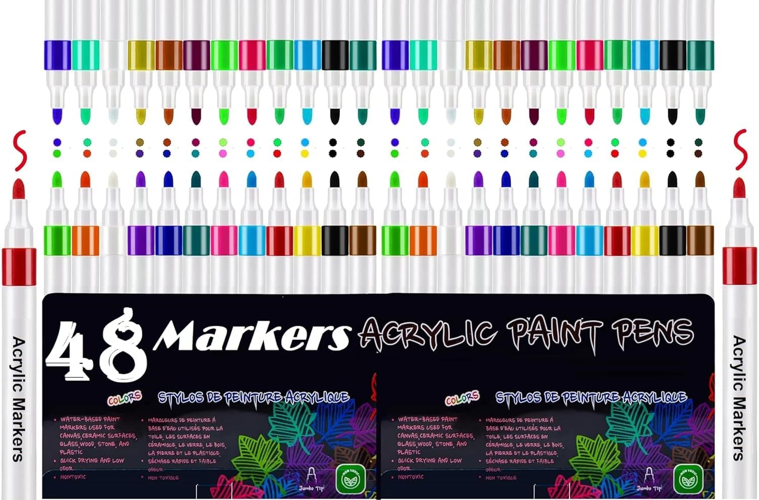 ARTISTRO Pens - 42 Acrylic Paint Markers - Extra Fine Tip Paint Pens ...