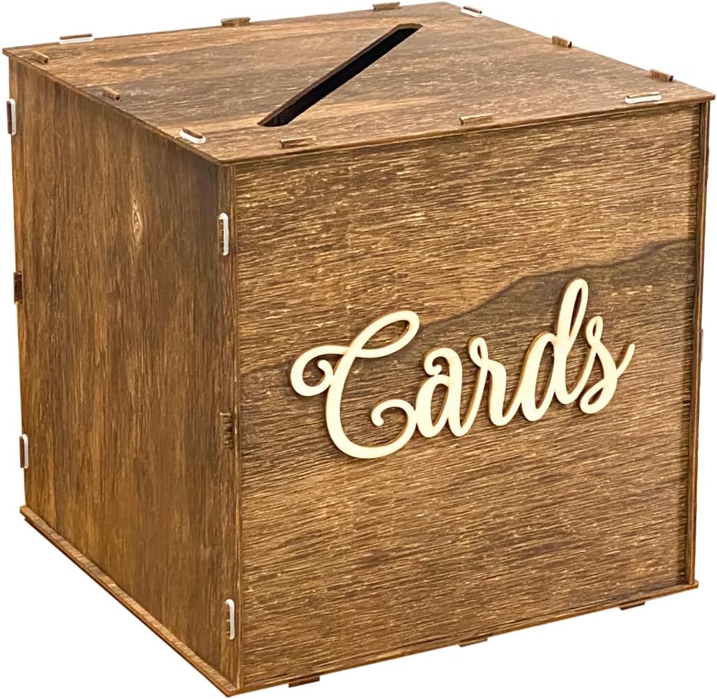 Amazon.com: PUTOTE Rustic Wooden Card Box with Lock（ 10×10×6 in:Wedding ...