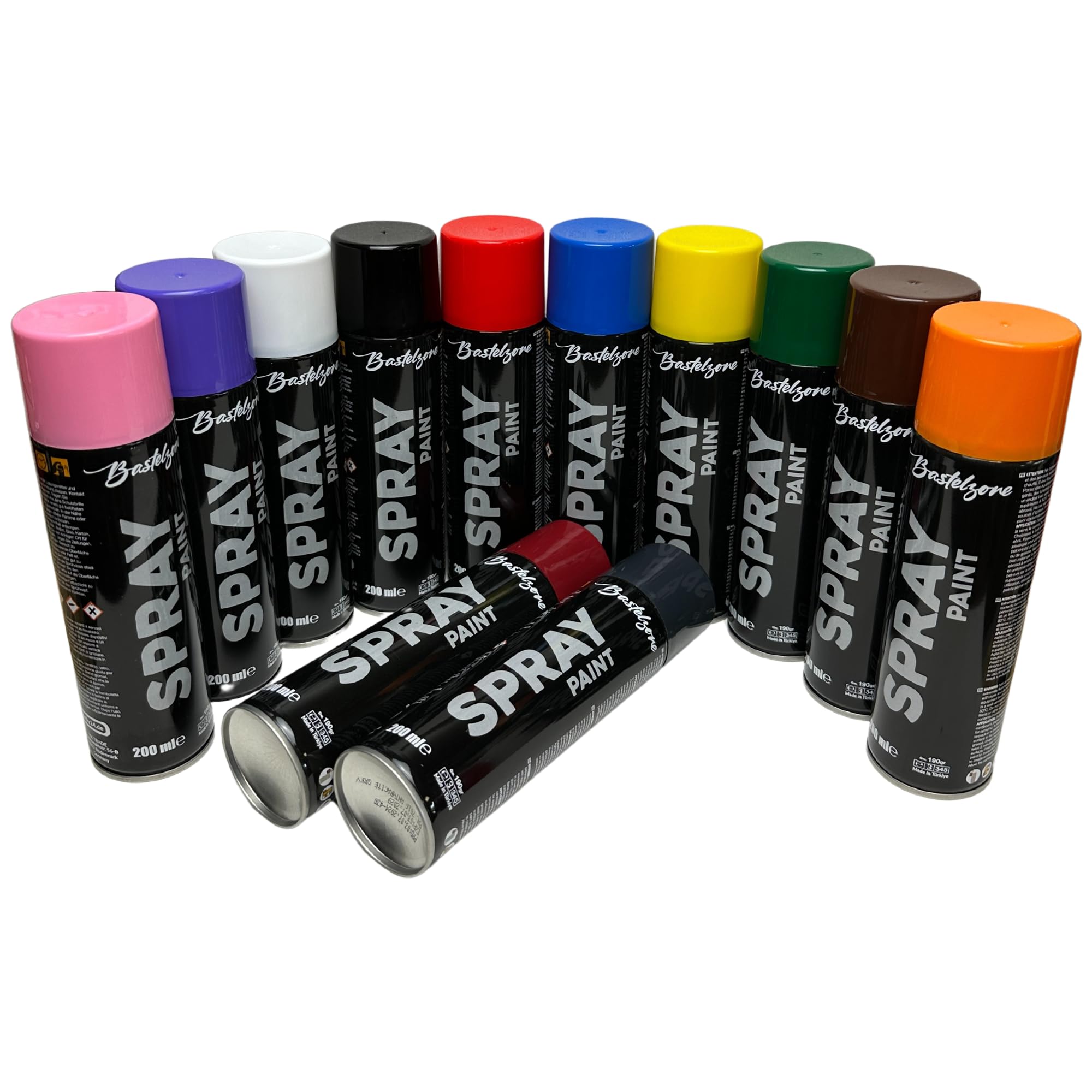 Spray Paint Set 12 Colors 200ml Each Quick Dry Graffiti Spray Cans for ...