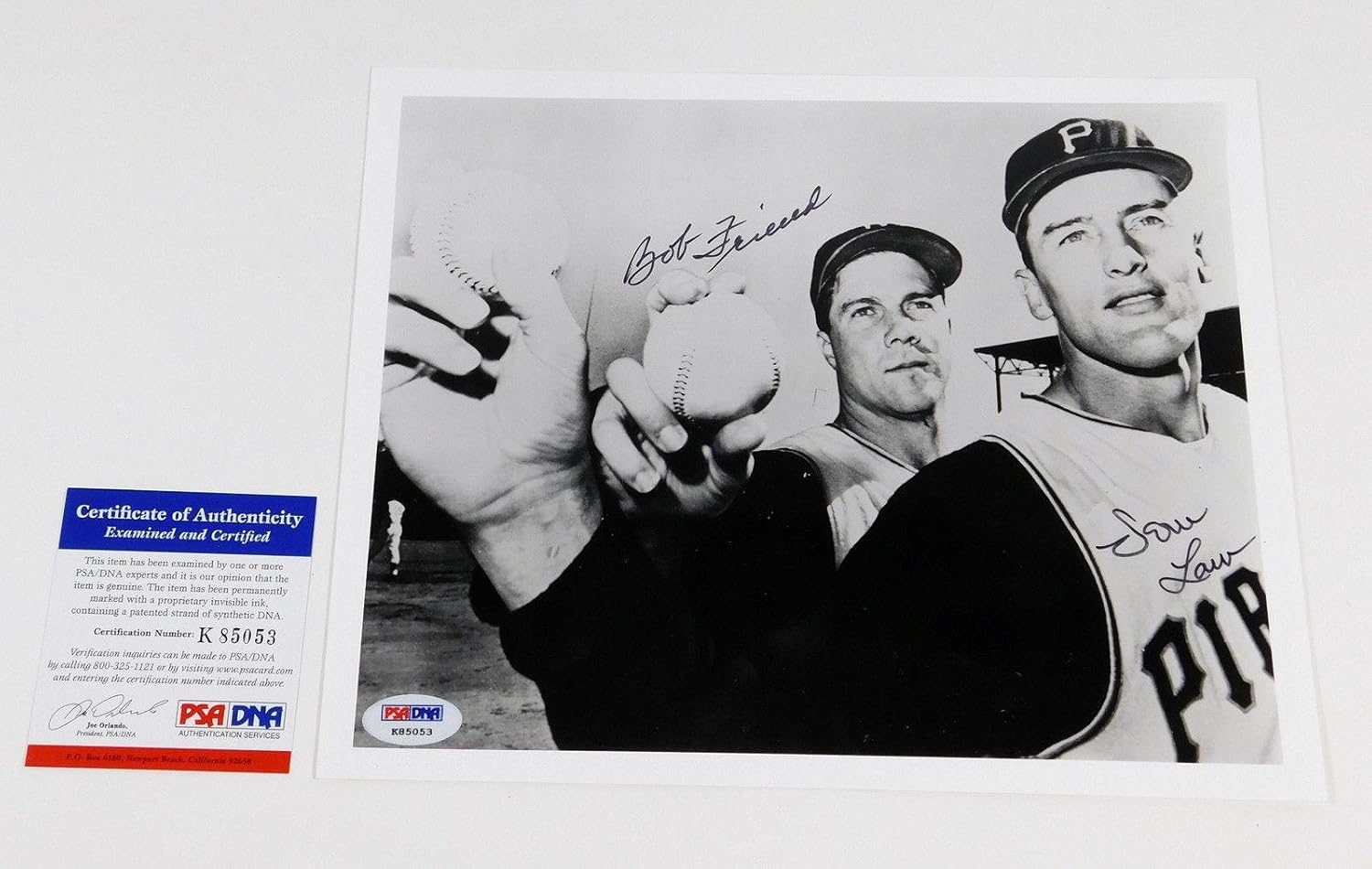 Bob Friend/Vern Law Signed 8 x 10 B & W Photo Pirates 2 Autos - PSA/DNA ...