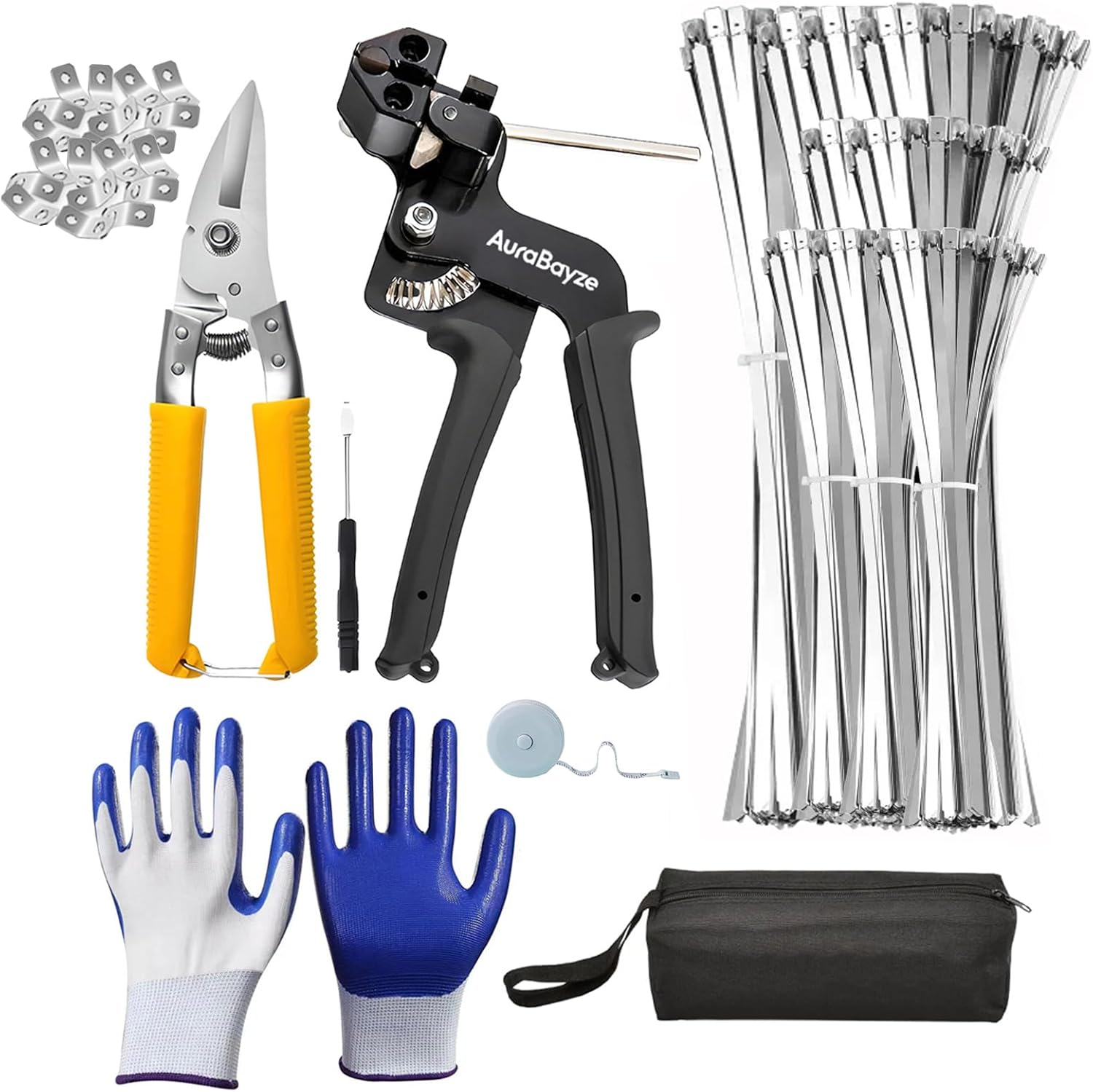 Amazon.com: AuraBayze Heavy Duty Metal Zip Ties Gun Kit for Fastening ...