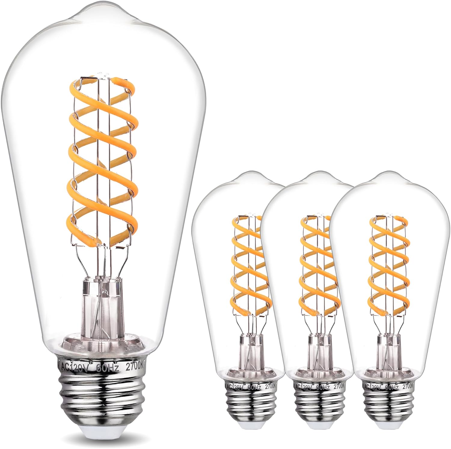 EMYMLIGHT 4-Pack Dimmable Vintage LED Edison Bulb 60W Equivalent, 6W ...