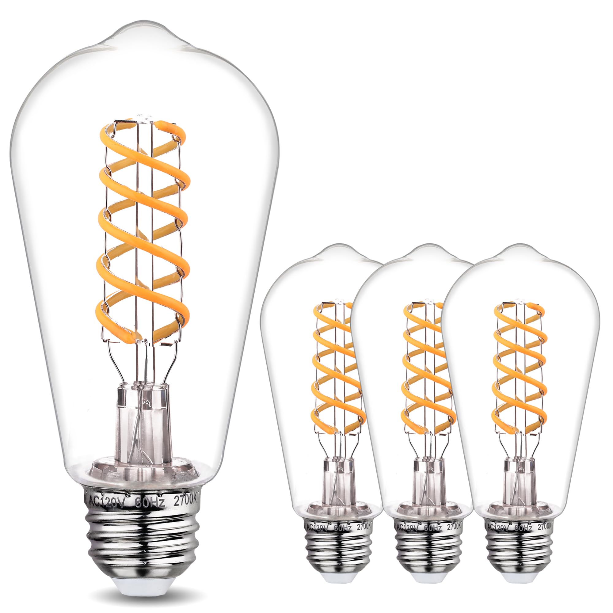 EMYMLIGHT 4-Pack Dimmable Vintage LED Edison Bulb 60W Equivalent, 6W ...