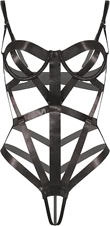ROSVAJFY Harness Damen Dessous Set Elastischer Verband Full Cage Body Harness Dessous Hohl Top ...