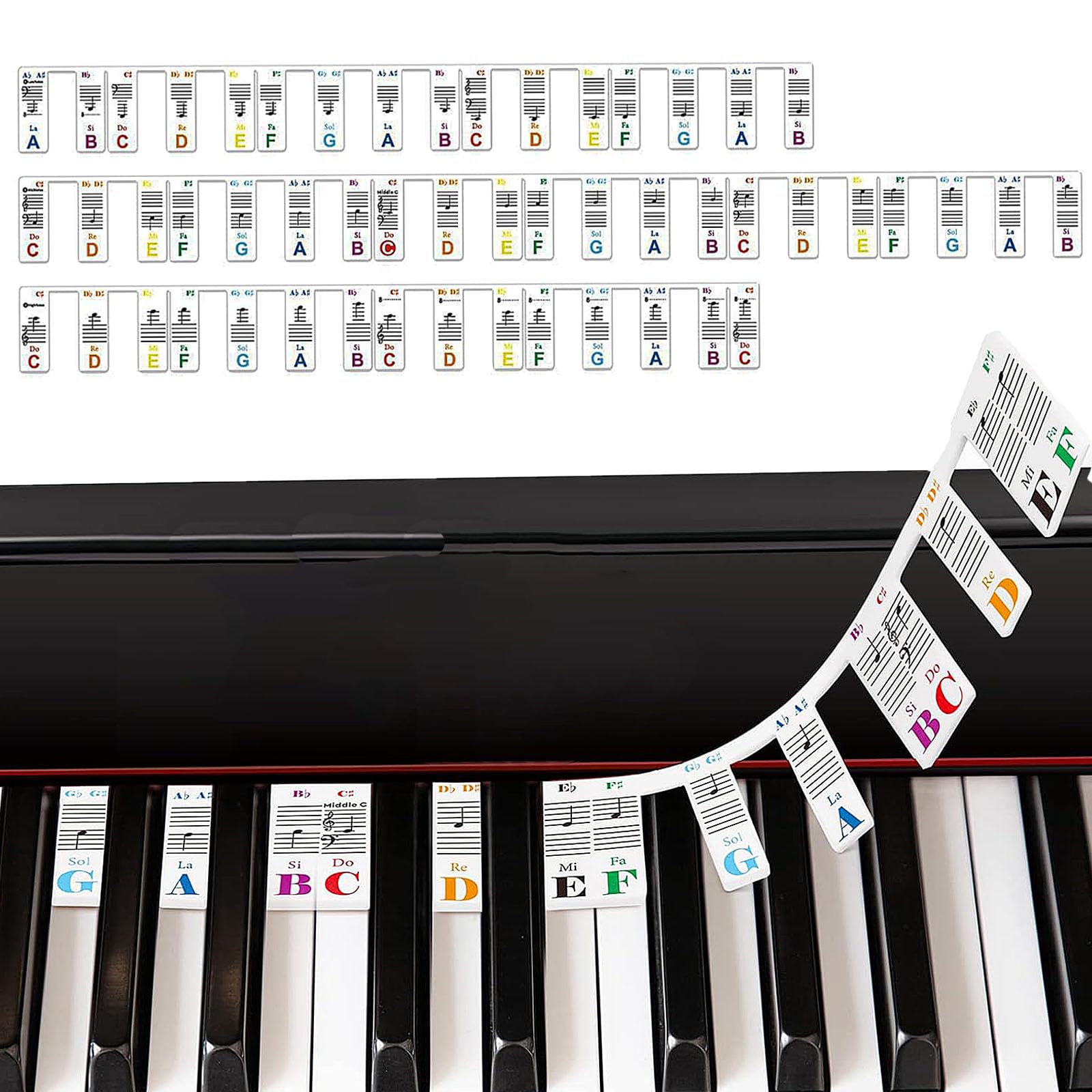 Piano Keyboard Stickers, Removable Beginner Keyboard Note Stickers ...