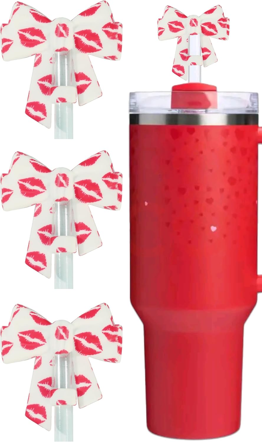 Amazon.com: Amreich Lip Kisses Valentines Straw Toppers - 3PCs 3D Bow ...