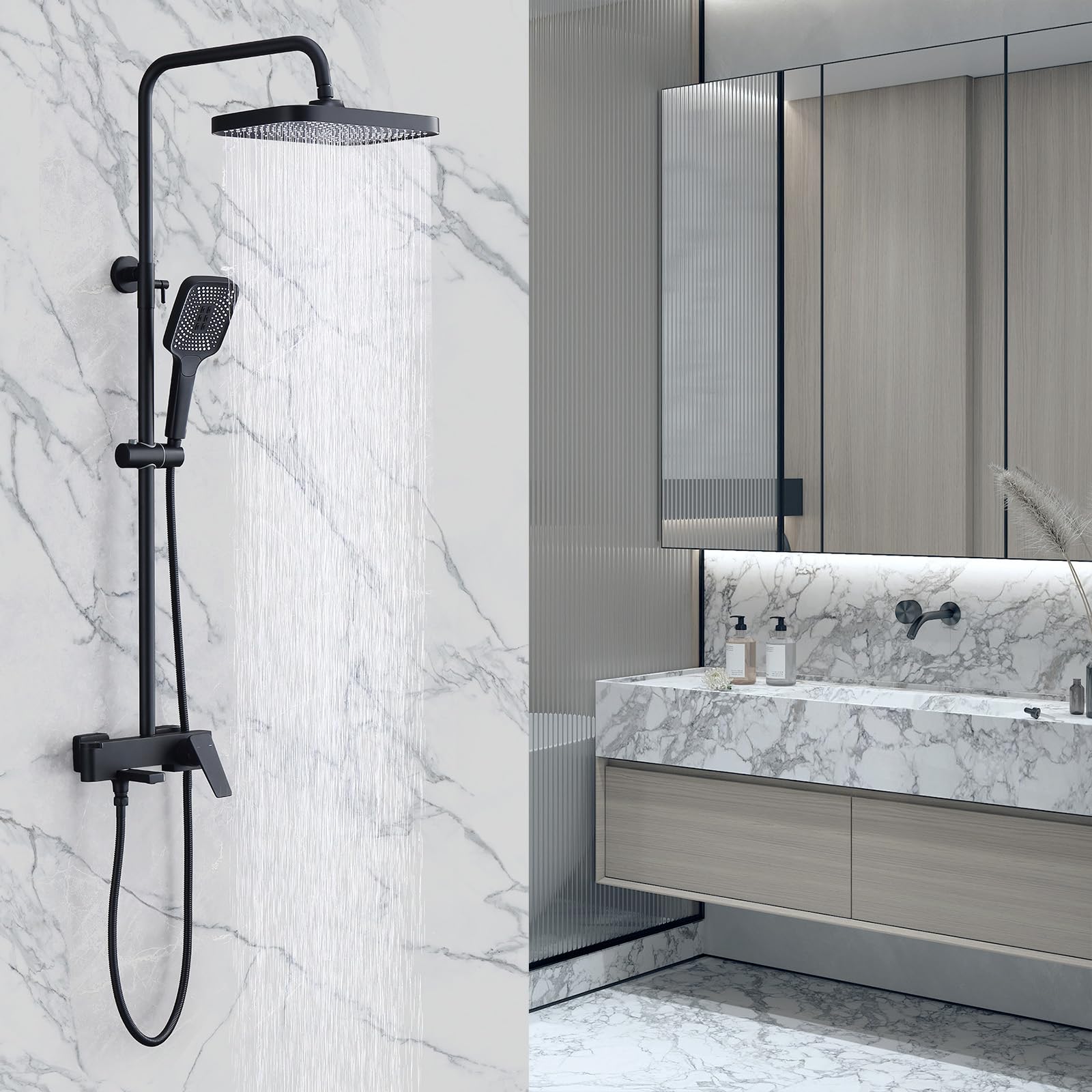 Overhead Handheld Shower Systems Multifunctional Concealed Large