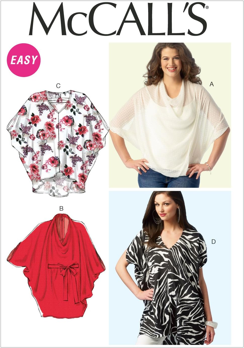 Amazon.com: McCall Pattern Company M6929 Misses Tops Tunics and Belt ...
