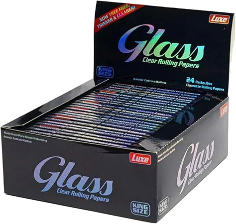 Amazon.com: Luxe Glass Clear Rolling Papers - King Size - Full Box of ...