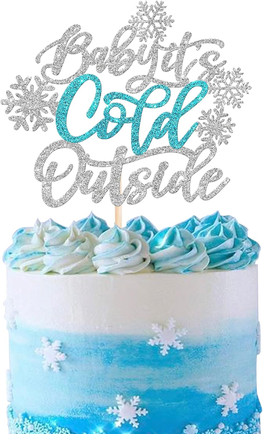 Amazon.com: 1 Pack Baby It's Cold Outside Cake Topper Glitter Winter ...