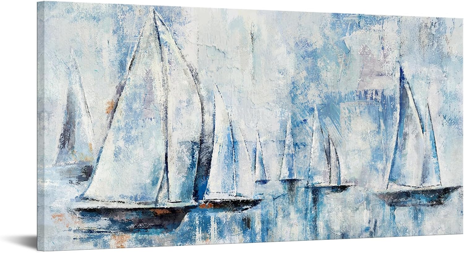 Amazon.com: sechars Sailboats Painting Canvas Art Abstract Sailing ...