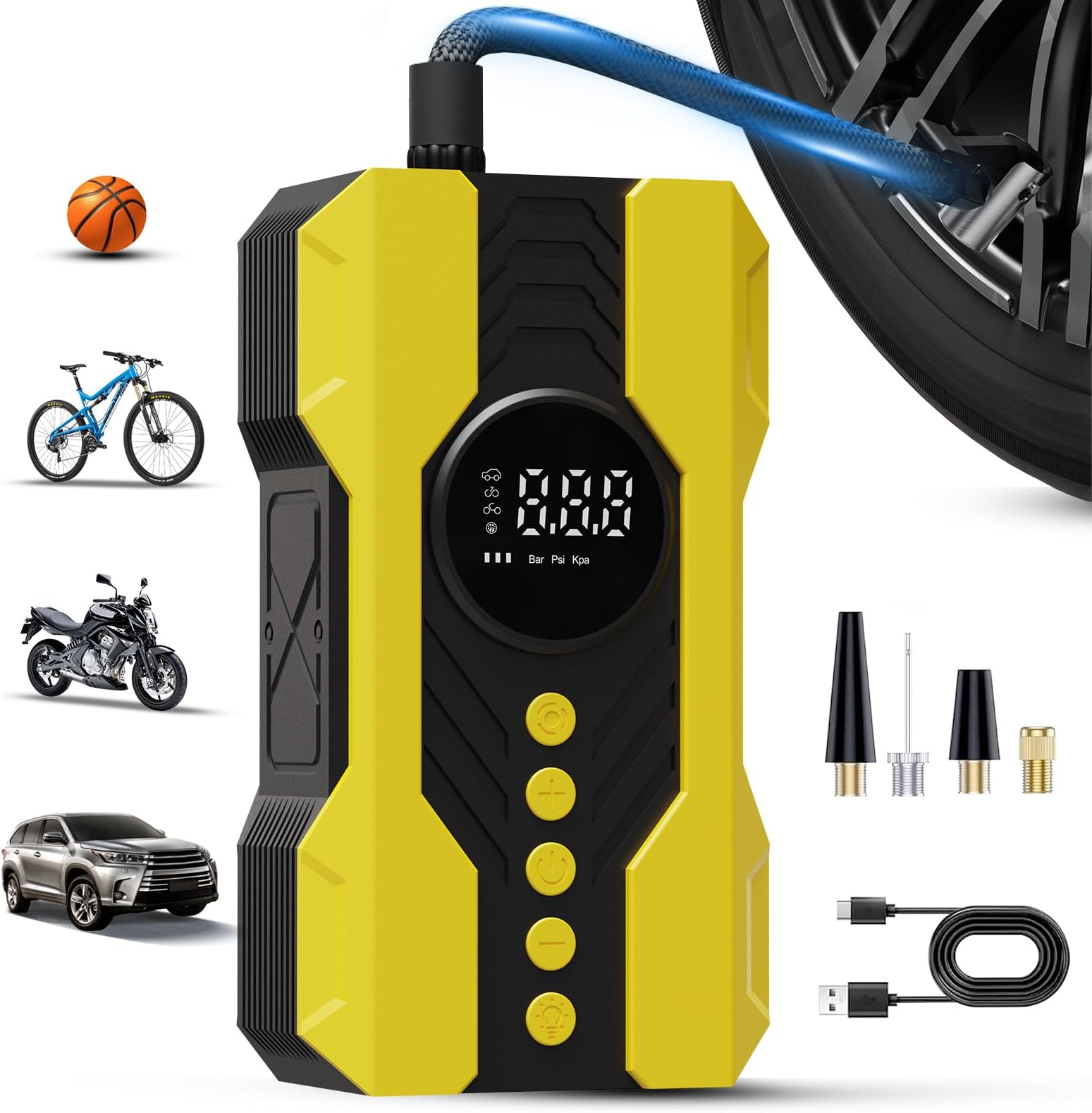 Amazon.com: Tire Inflator Portable Air Compressor, 200PSI & 4X Faster ...