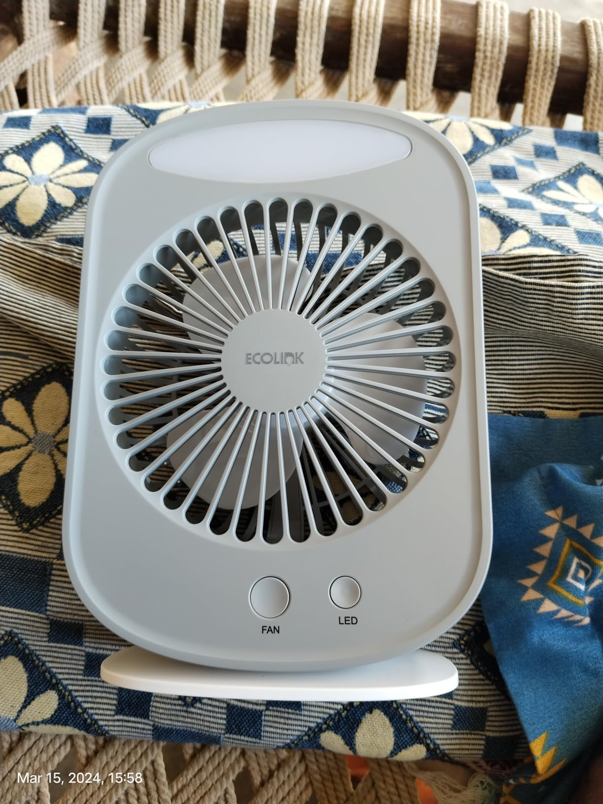 EcoLink Comfy Rechargeable Emergency Portable USB Fan with Light ...