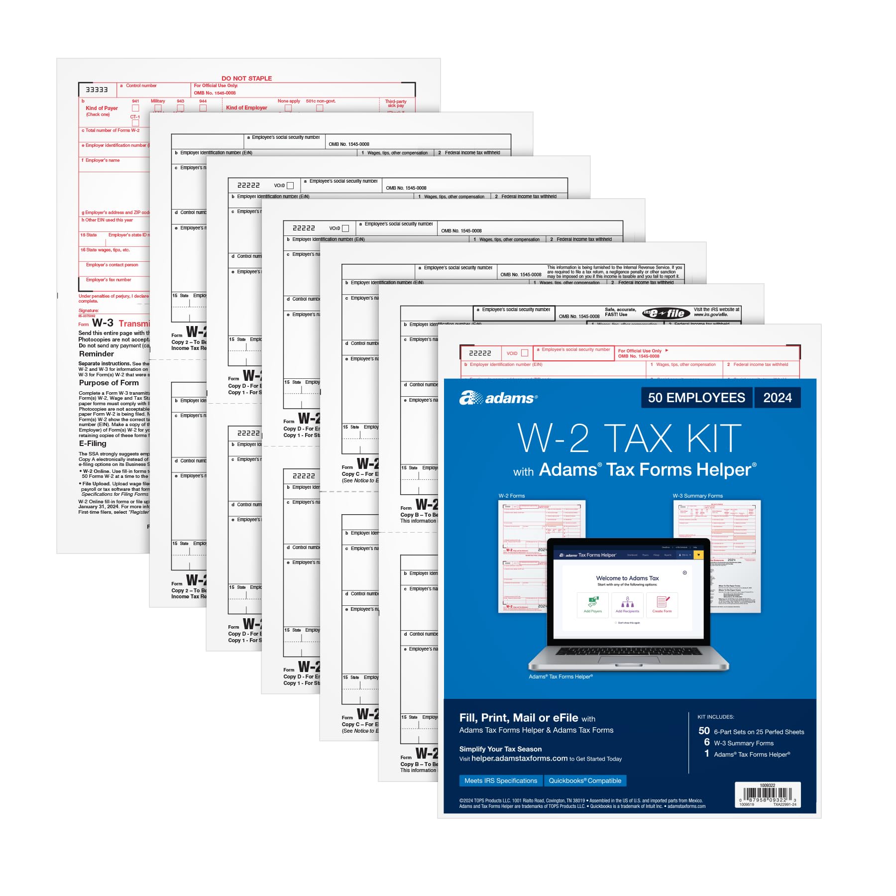 Amazon.com : Adams 2024 W2 Tax Forms 2024, 6 Part Laser/Inkjet Tax Forms, 50 Employees, Includes ...