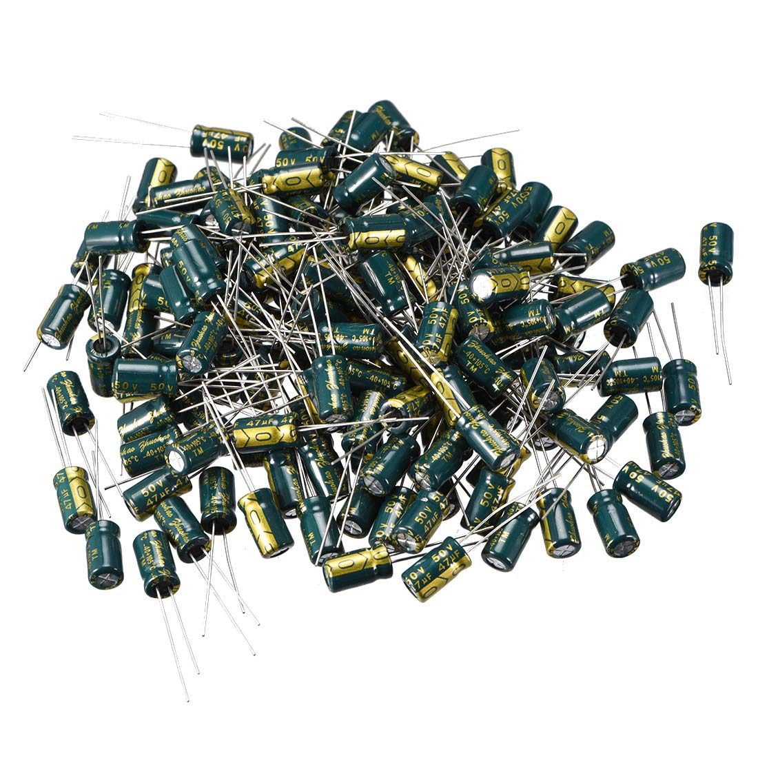 uxcell Aluminum Radial Electrolytic Capacitor Low ESR Green with 47UF 50V 105 Celsius Life 3000H ...