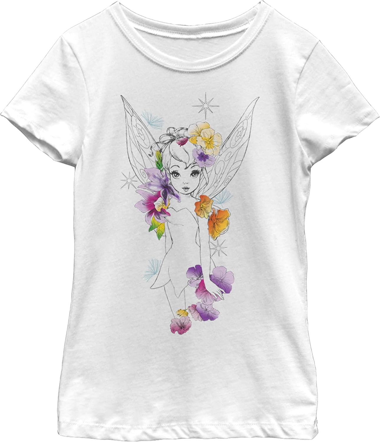 Amazon.com: Disney Tinker Bell Tink TIme Girl's Solid Crew Tee White ...