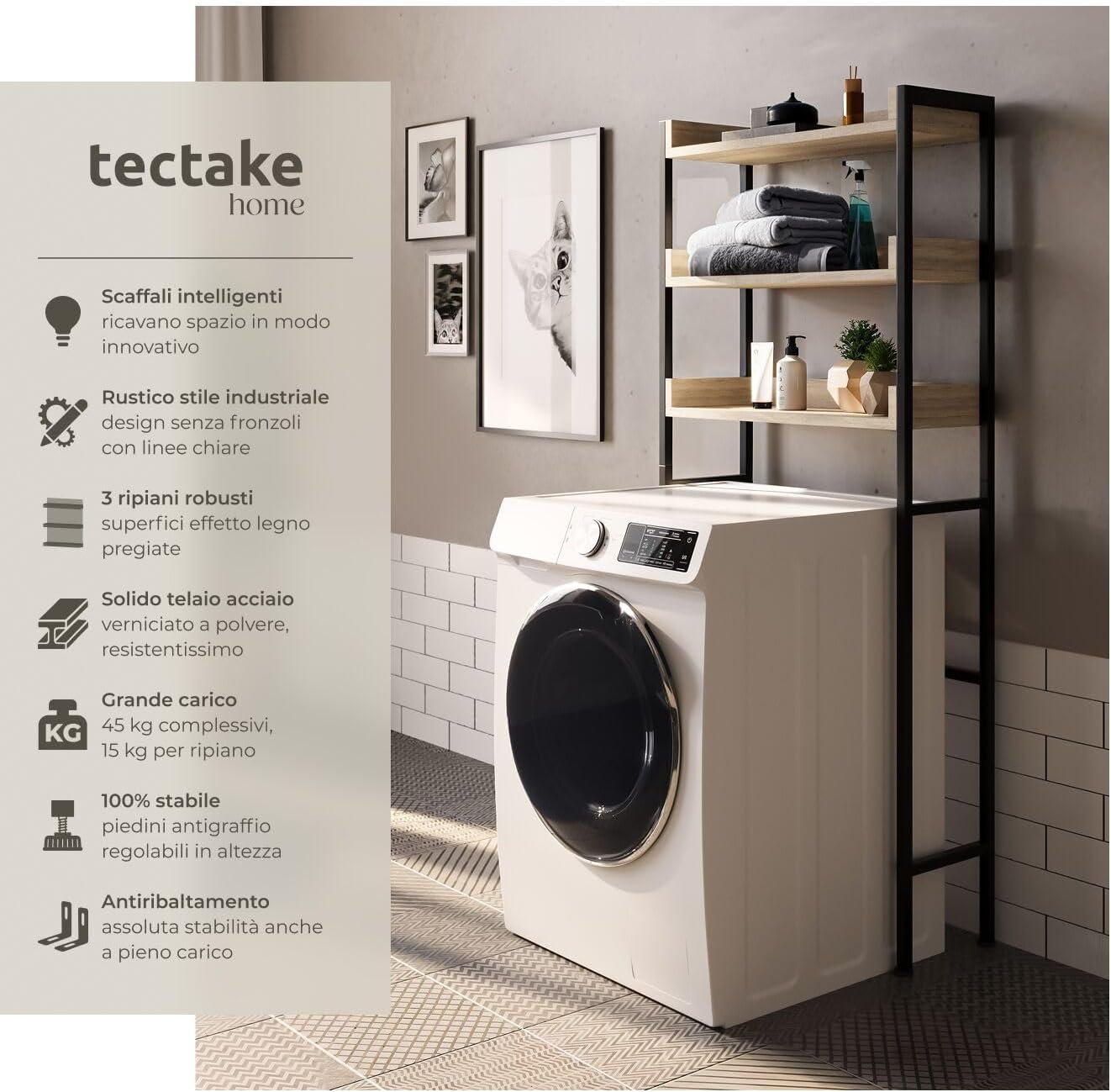 TecTake Industrial Style Tall Bathroom Shelf Instruction Manual