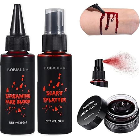 Amazon.com : 2PCS Halloween Fake Blood Makeup Kit, 2 oz Washable Fake ...