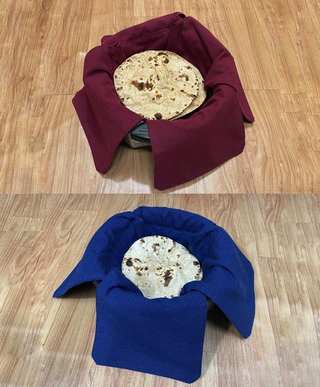 Glus Cotton Set of 2 Double Layer Roti Clothes Wrap with Flaps Casement ...