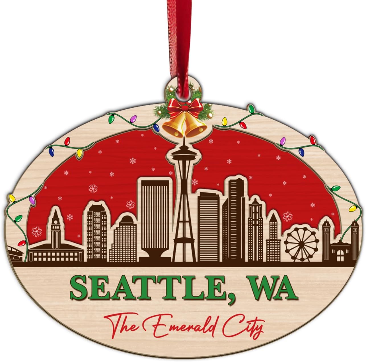 Amazon.com: Seattle Skyline Ornament, Seattle Washington WA Cityscape ...