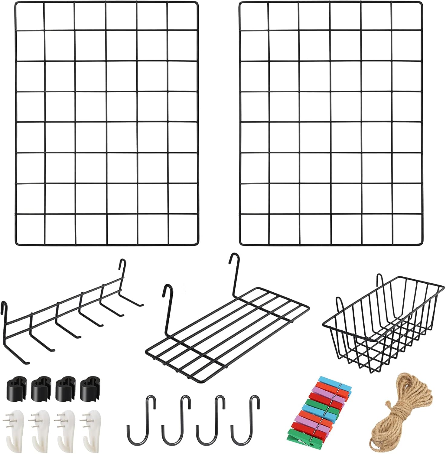 Amazon.com: Wire Wall Grid Panel Set Including 2 Grid Wall Panels ...