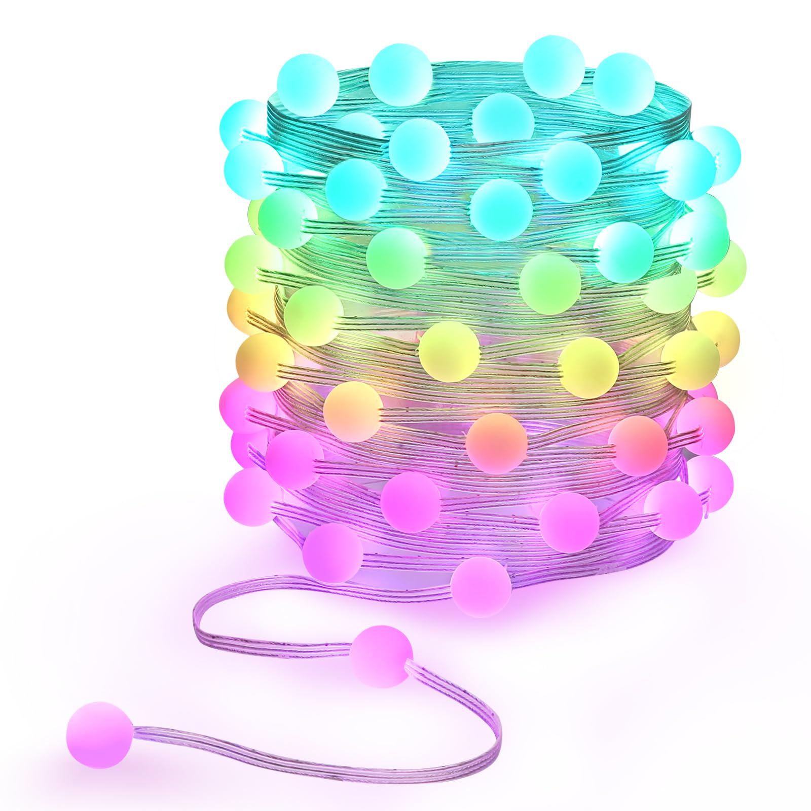 KepStars 33ft Globe String Lights, 66 LED RGB Color Changing String ...