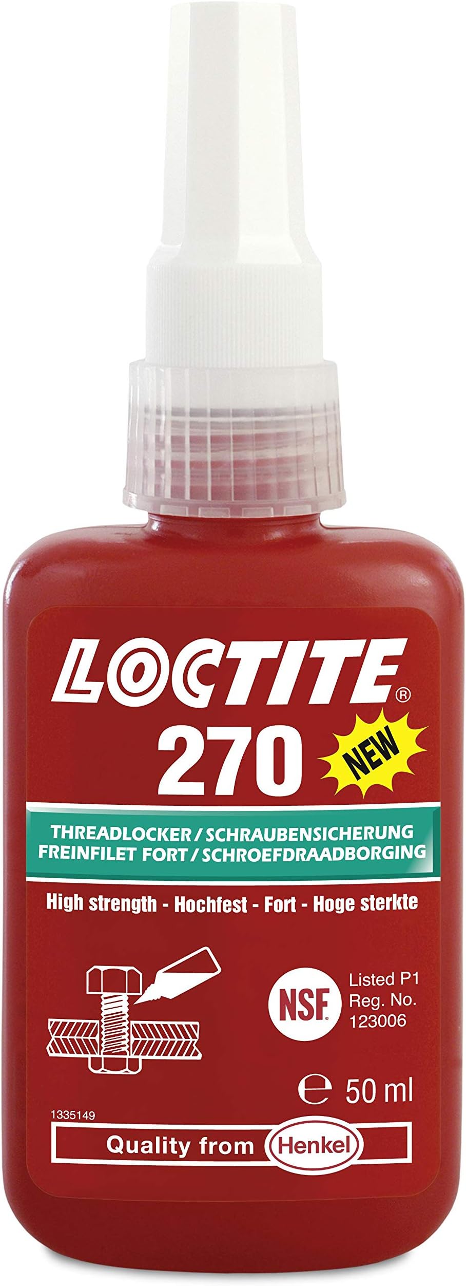 Loctite 1329467 243 Blue Medium Strength Threadlockers, 1.69 Ounces, 50 ...
