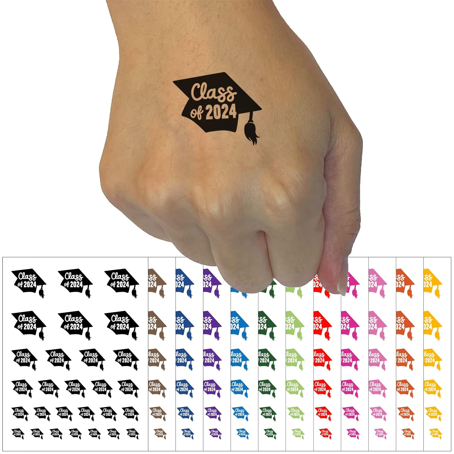 Amazon.com : Class of 2024 Written on Graduation Cap Temporary Tattoo ...