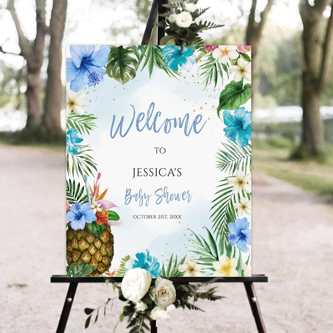 Amazon.com: Personalized Baby Shower Sign, Pineapple Baby Shower ...