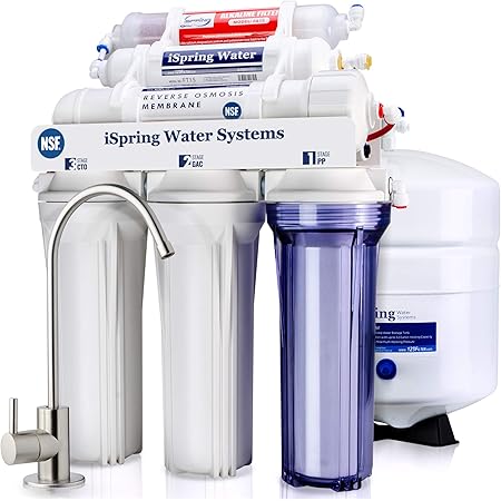 iSpring RCC7P-AK Boosted Performance Under Sink 6-Stage Reverse Osmosis ...