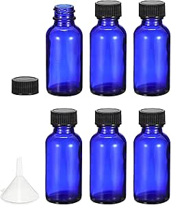 PATIKIL 1oz(30ml) Glass Sample Bottles with Black Poly Cone Cap, 6Pcs ...