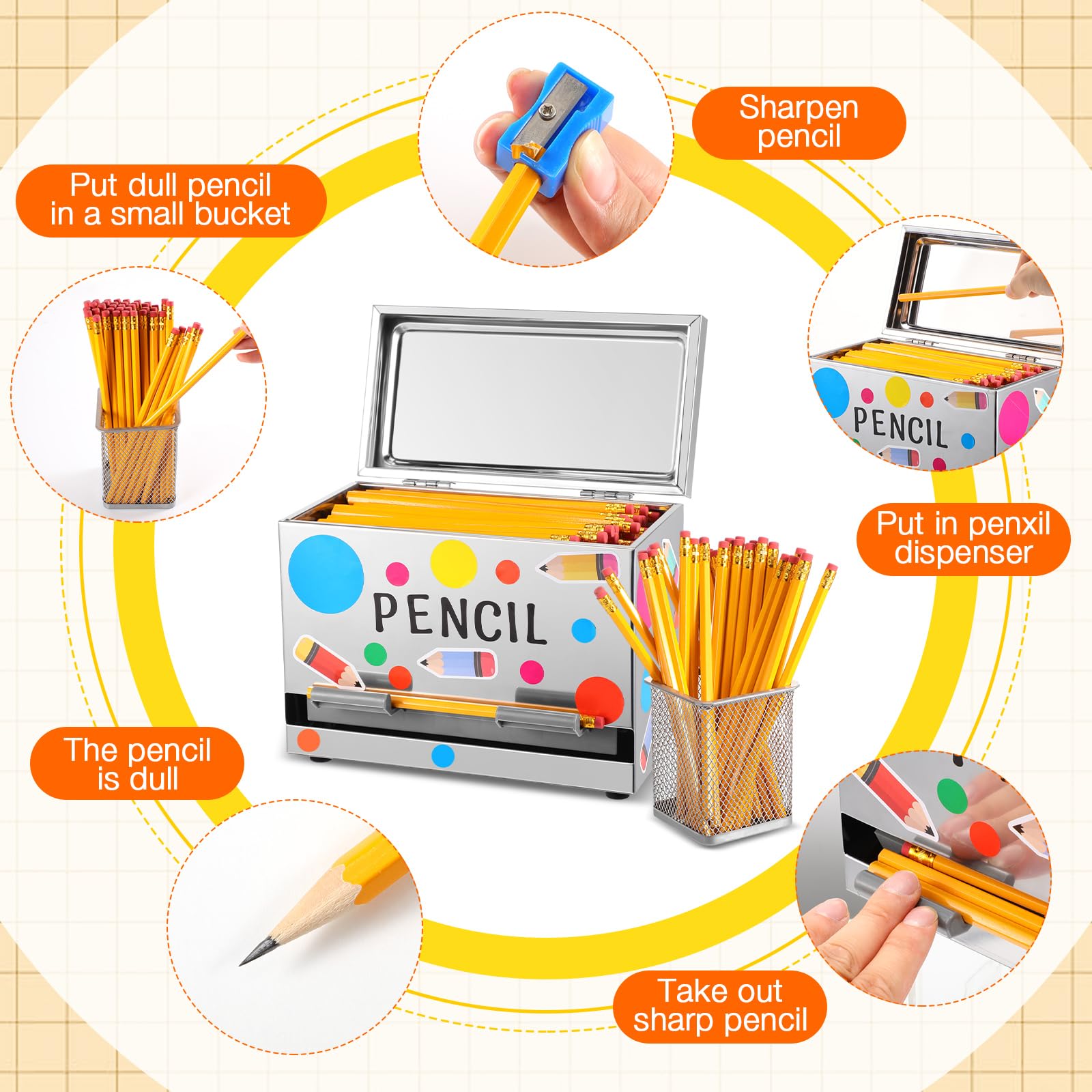 Snapklik.com : 57 Pcs Pencil Dispenser Kit Stainless Steel Sharp And ...