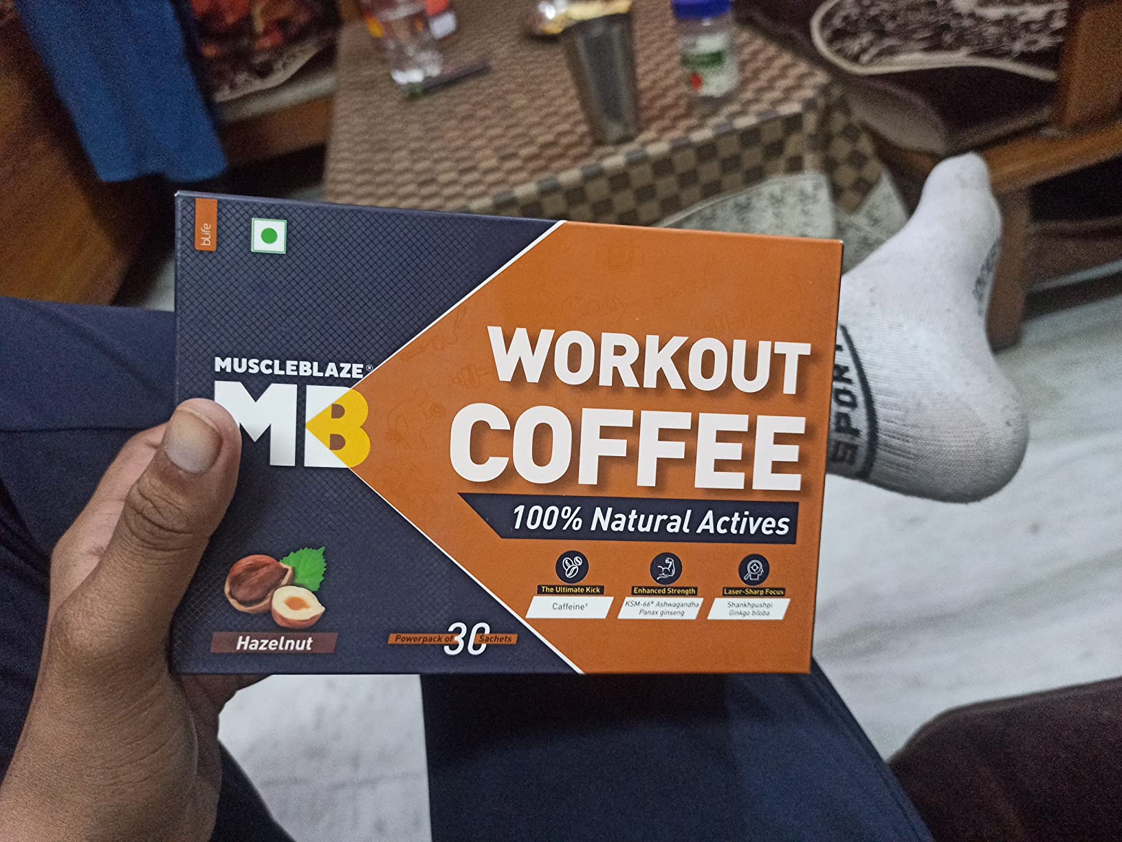 MuscleBlaze Workout Coffee with Ayurvedic Herbs, High Caffeine Instant ...