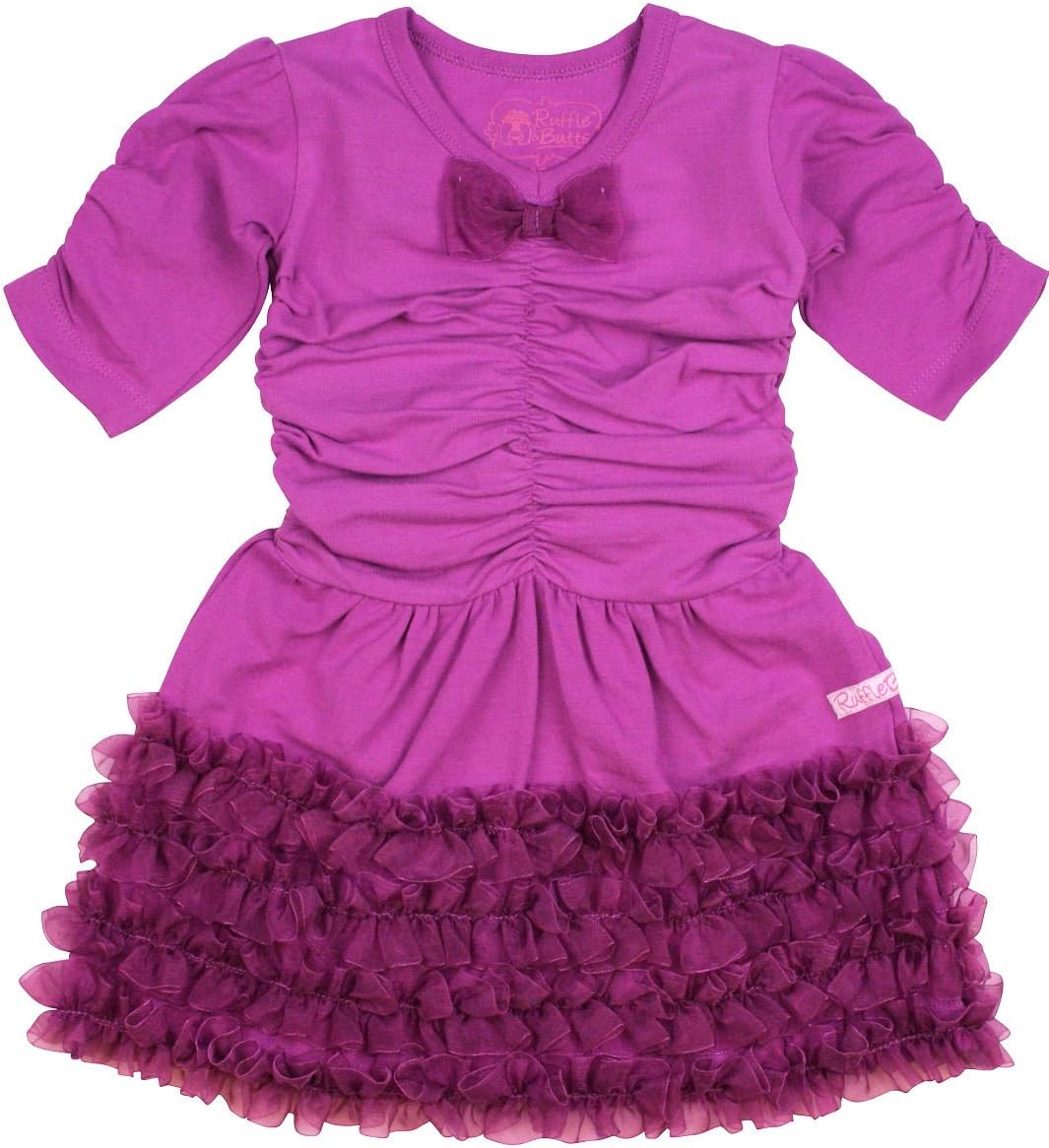 Amazon.com: RuffleButts® Little Girls Plum Party Dress w/Organza ...