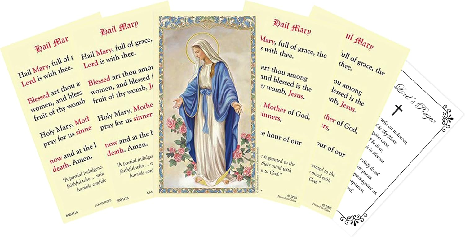 Amazon.com : Hail Mary Prayer Card -Mother Mary Prayer Card, The Lord's ...
