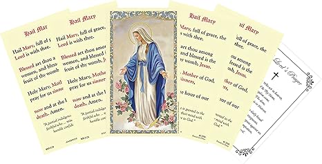 Amazon.com: Hail Mary Prayer Card - Holy Mother Prayer Card, The Lord's ...
