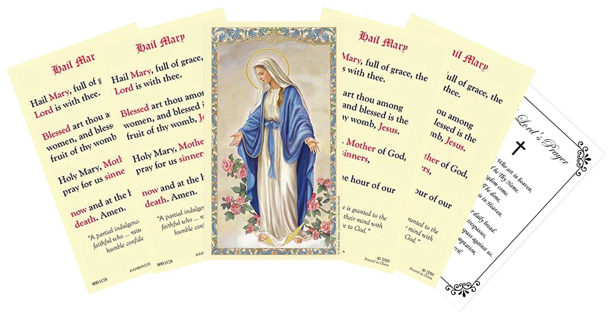 Hail Mary Prayer Card -Mother Mary Prayer Card, The Lord's Prayer Card ...