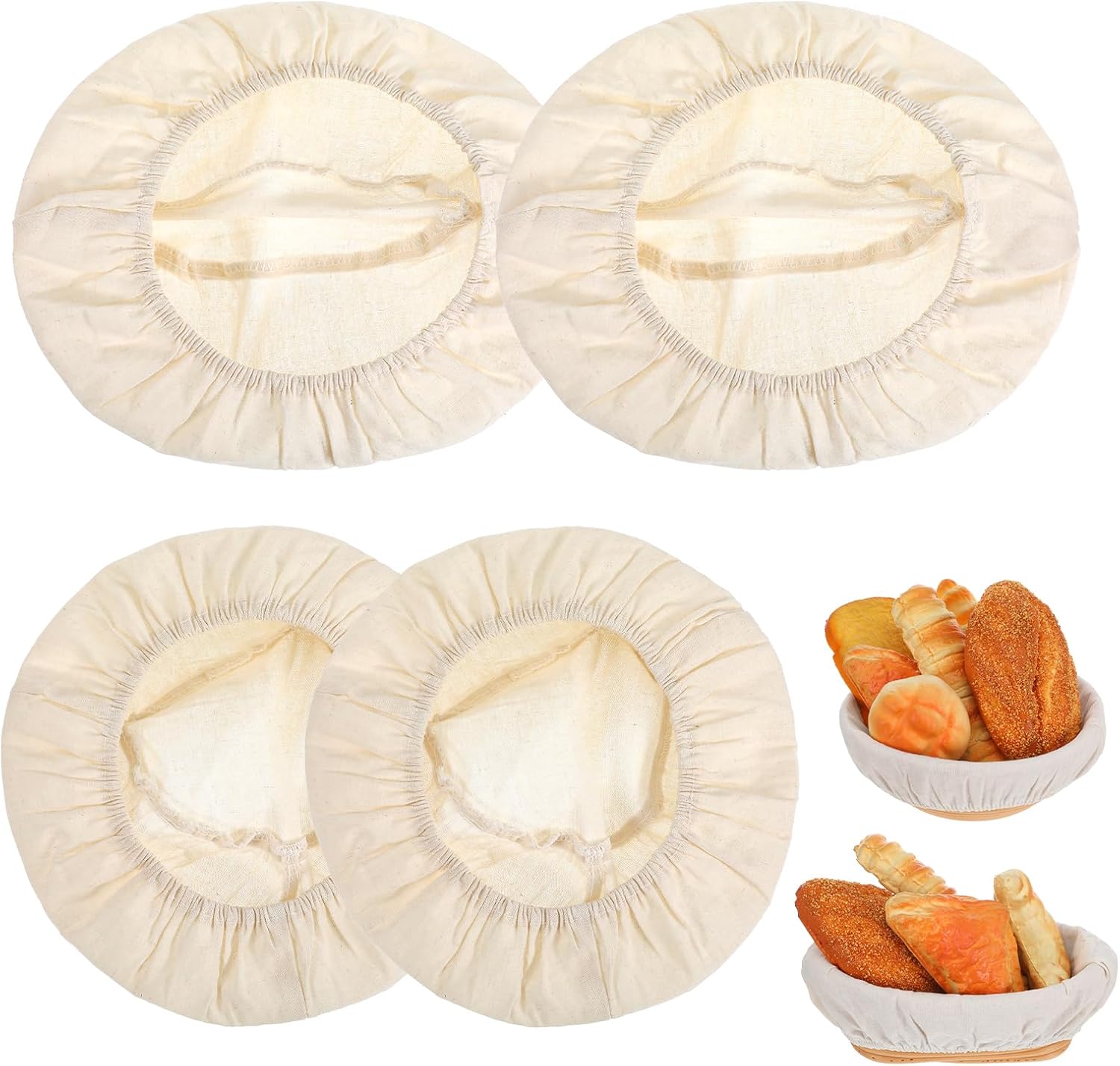 Amazon.com: Molain 4 Pcs Cotton Bread Proofing Basket Liners, Banneton ...