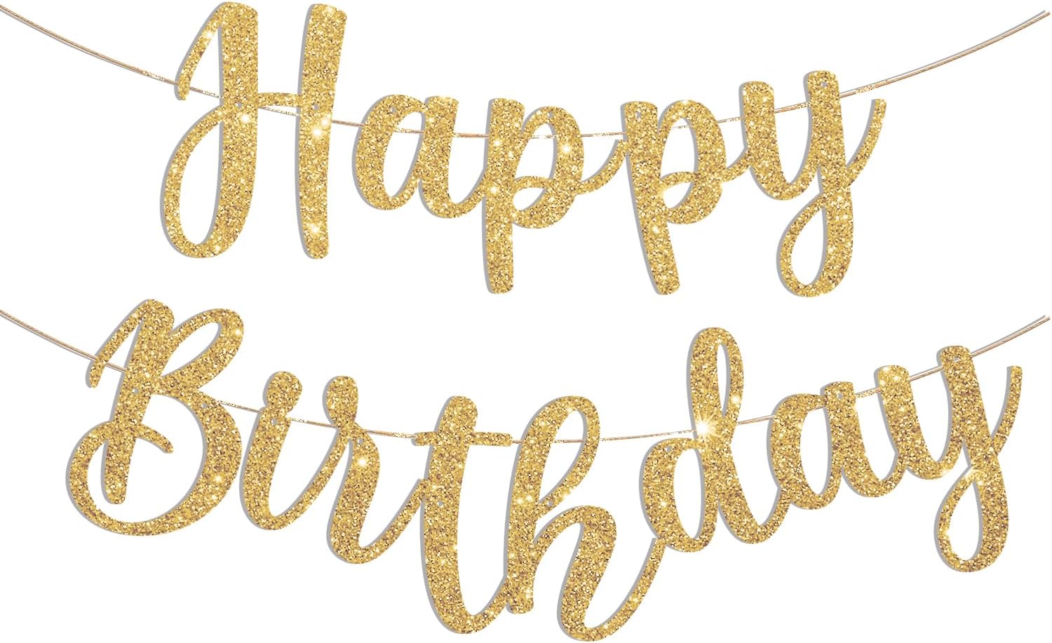 Amazon.com: Gold Happy Birthday Banner Pre-Strung Glitter BDAY Sign ...