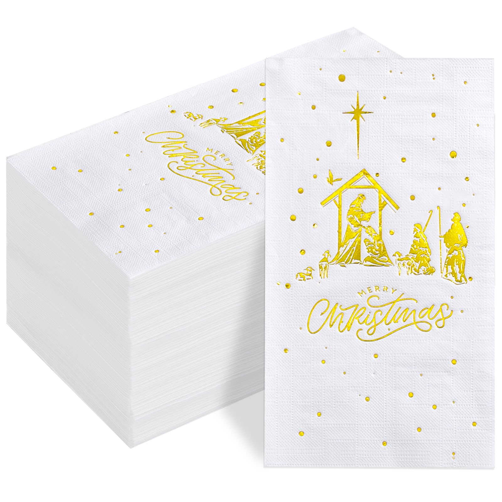 Amazon.com: Nervure 100PCS Christmas Nativity Paper Napkins Scene - The ...
