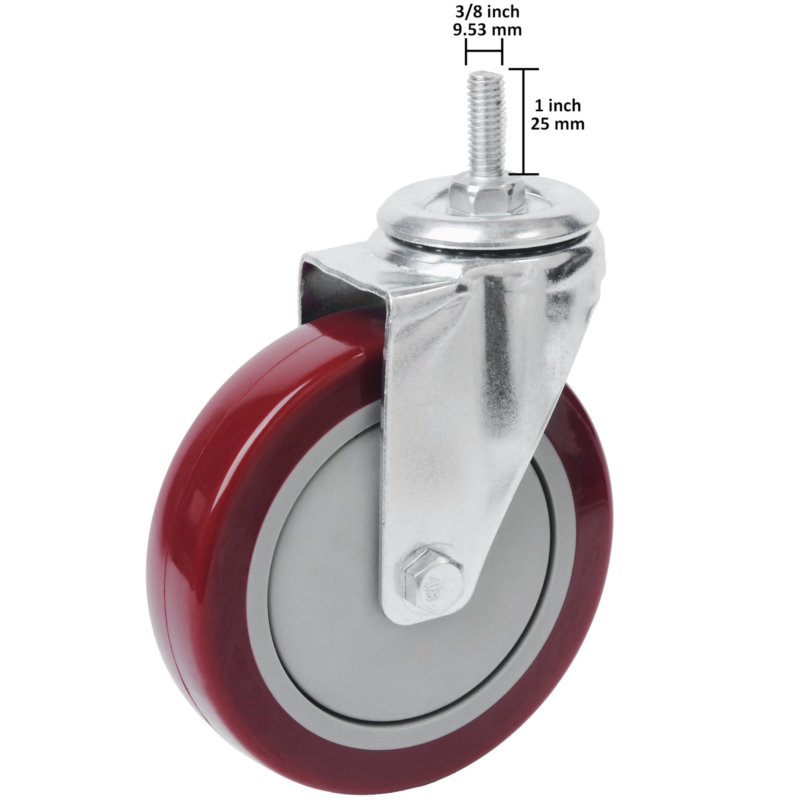 Finnhomy Swivel Caster Wheels 5 Inch Threaded Stem Casters Set of 4 ...