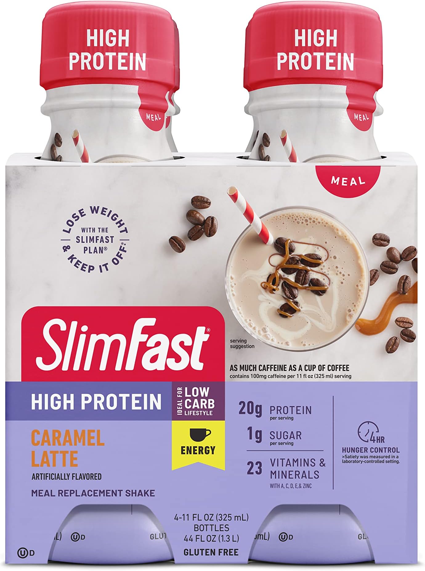 Amazon.com: SlimFast Advanced Energy Caramel Latte Shake – Ready to ...
