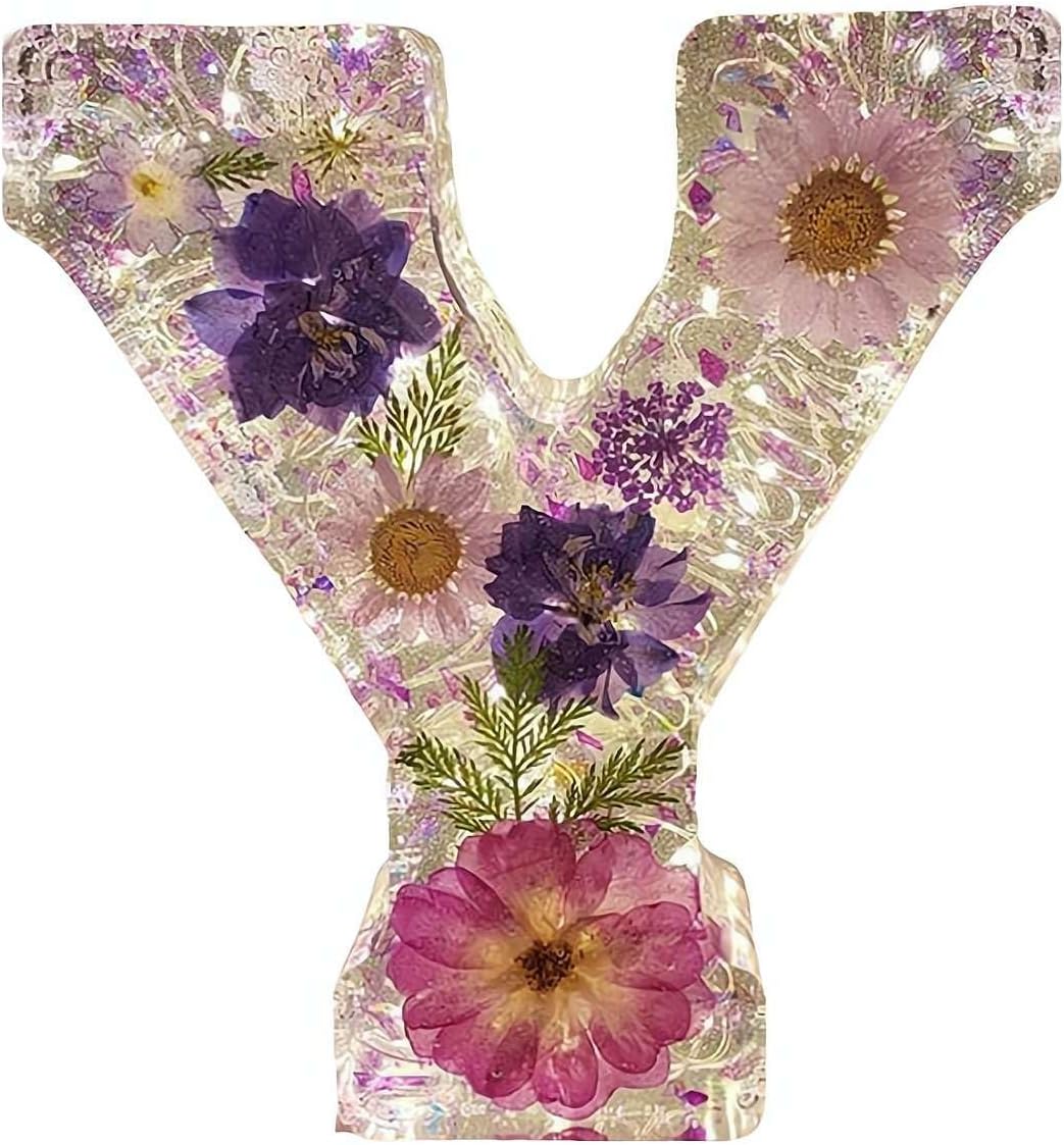 Amazon.com: Floral Resin Night Light, Pressed Flower Resin Letters with ...
