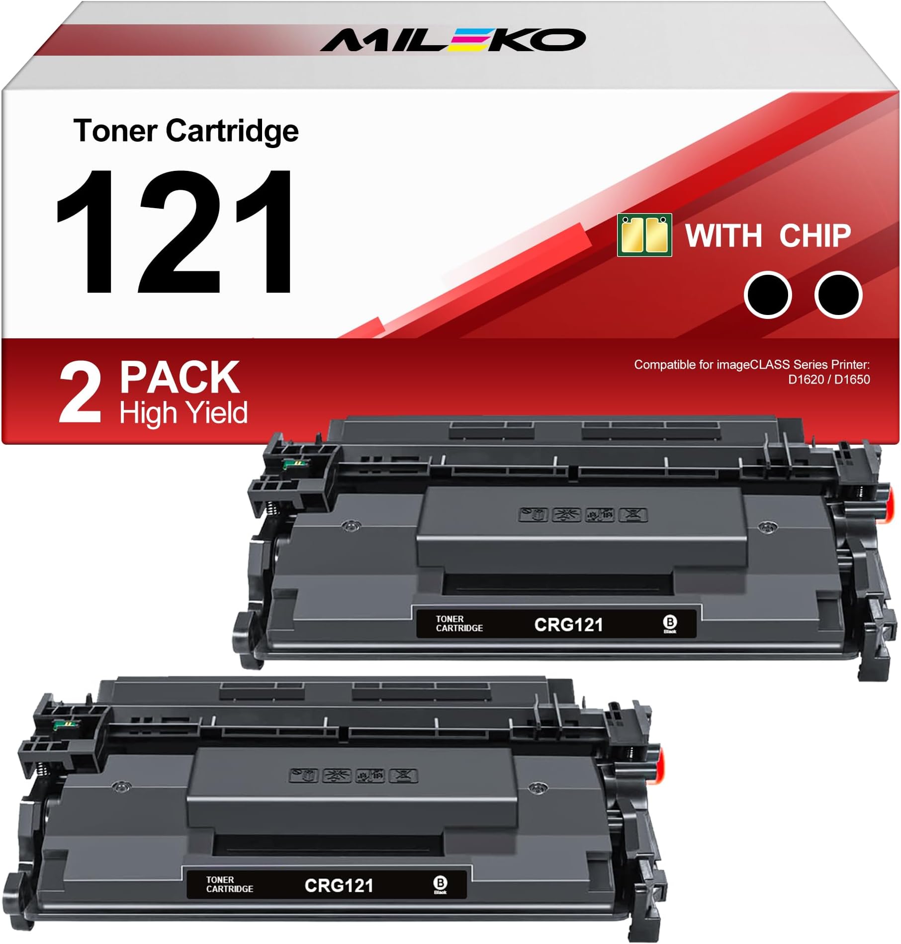 Amazon.com: MILEKO 121 Black Toner Cartridge 2 Pack Replacement for ...