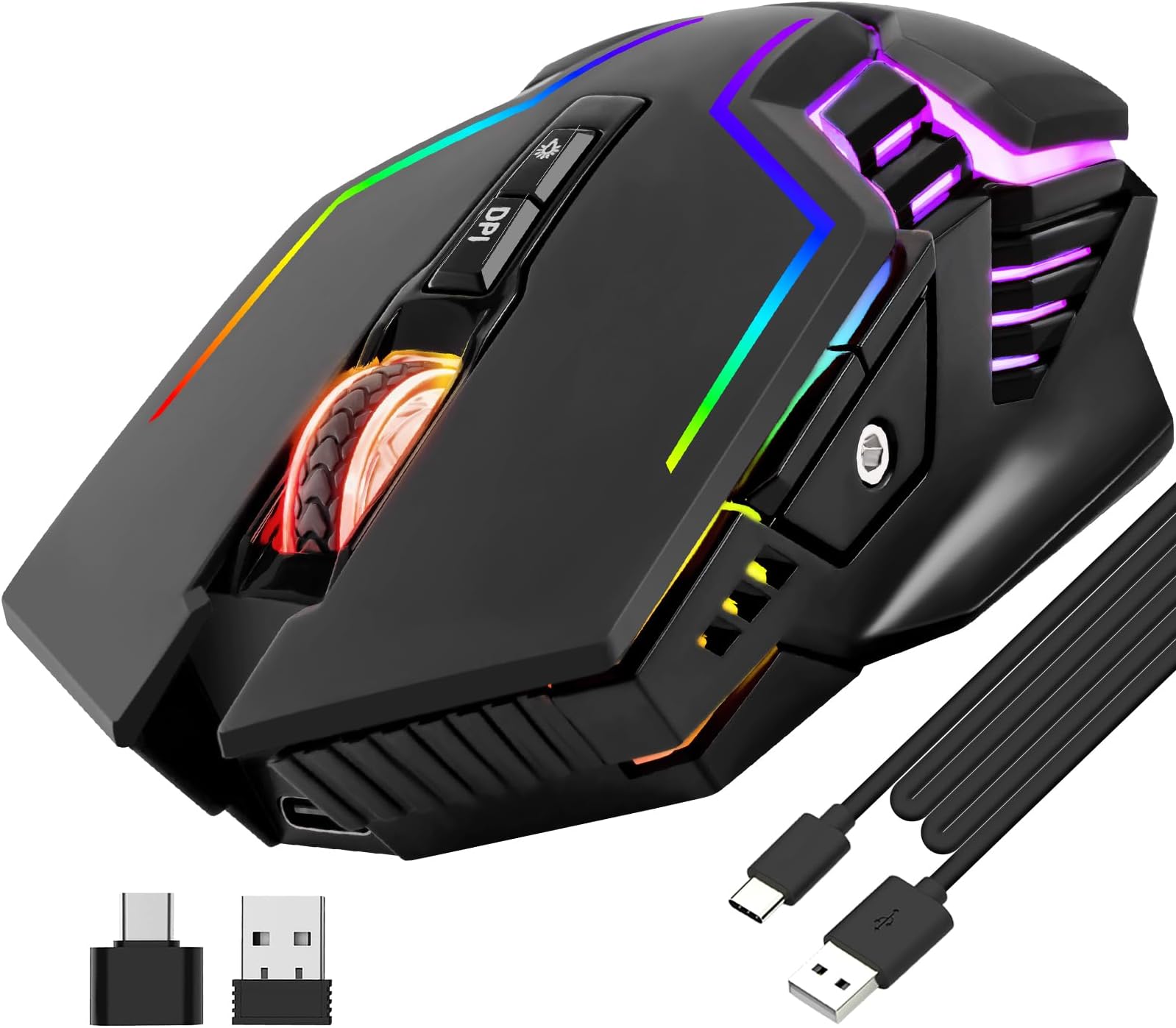 Amazon.com: CHONCHOW Wireless Gaming Mouse for PC, RGB Backlit, 11 ...