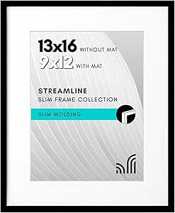 Americanflat 13x16 Picture Frame with Polished Plexiglass - Use as 9x12 ...